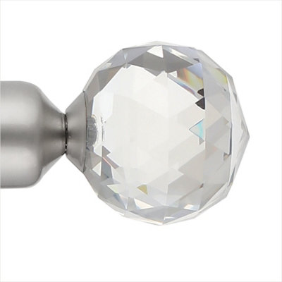 Metal Curtain Pole Set Extendable 40cm to 218cm Satin Nickel Curtail ...