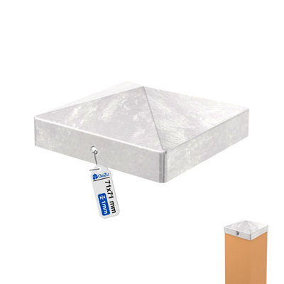 Metal Fence Post Cap - Hot Dip Galvanised Pyramid Square Post Top Cap ...