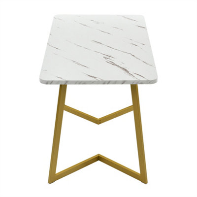 Metal Frame Rectangular Dining Table Modern Marble Pattern Kitchen ...