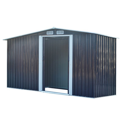 Metal Garden Apex Roof Lockable Door Furniture Storage Tool Shed with ...
