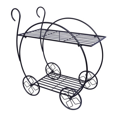 Metal Garden Cart Plant Stand - 2 Tier Parisian Style Flower Pot ...