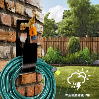 Metal Garden Hose Holder Organiser Tidy Mounted Rack Black Watering ...