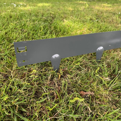 Metal Garden Lawn & Border Edging in Grey (5m x 8cm) - 5 Panels