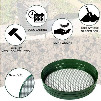 Metal Garden Mesh Riddle Sieve Heavy Duty Sifter for Soil and Potting 7mm 3 8 Inch