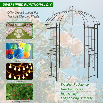 Metal Garden Rose Arch Trellis Bird Cage Shape Arbour Gazebo Pergola ...