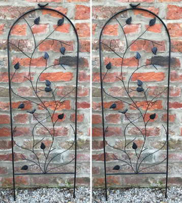 Metal Garden Trellises Plant Climbing Rose Supports 120cm Bird & Leaf ...