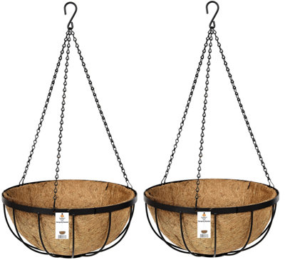 Metal Hanging Baskets Pot Containers Complete with Coco Liner and ...