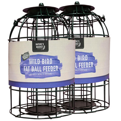 Metal Hanging Fat Ball Feeder With Bird Cage With Squirrel Guard
