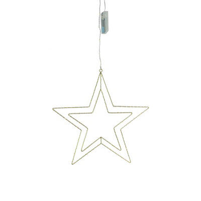 Metal Light Up Star Decoration - Battery Powered Indoor Hanging Festive ...