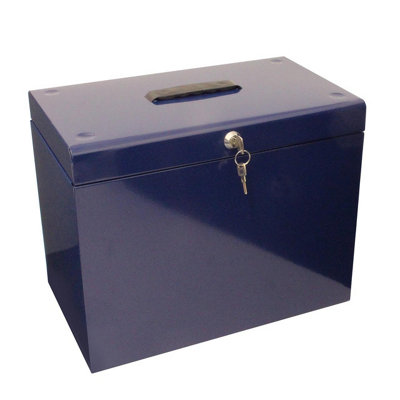 Metal Lockable A4 File Box with 5 Suspension Files - Store & Organise ...