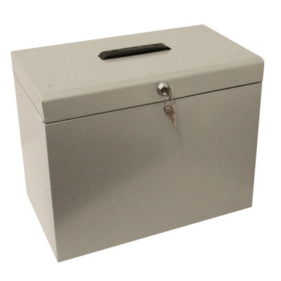 Metal Lockable A4 File Box with 5 Suspension Files - Store & Organise ...