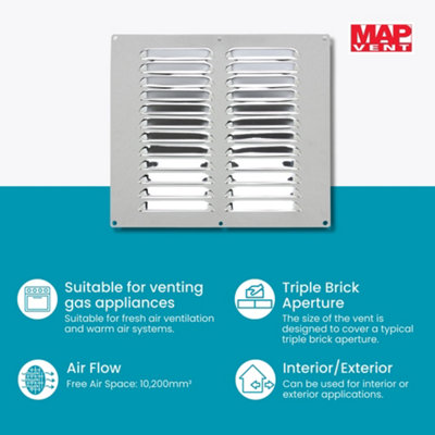 Metal Louvre Air Vent Cover, Openings 9 x 9" (229 x 229mm), Suitable ...