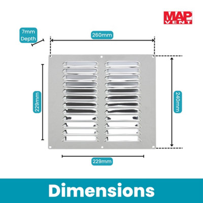 Metal Louvre Air Vent Cover, Openings 9 x 9" (229 x 229mm), Suitable ...