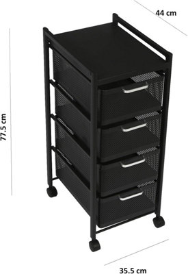 Metal Mesh Rolling Kitchen Utility Cart Organizer 4 Tier Free Standing ...