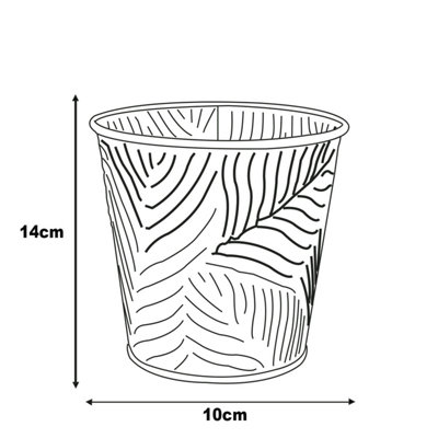Metal Planters 2pc Pastel Pink 1.1L Embossed Leaf Plant Flower Decor ...