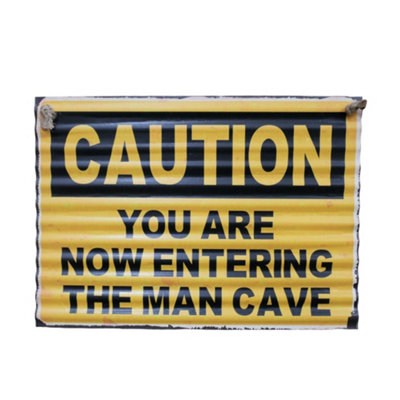 Metal Quote Wall Sign - Caution Entering Man Cave