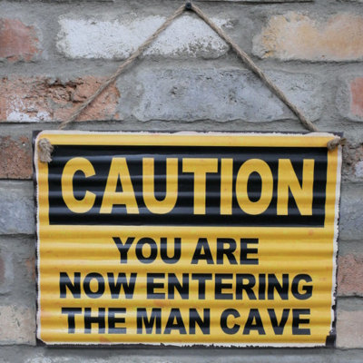Metal Quote Wall Sign - Caution Entering Man Cave