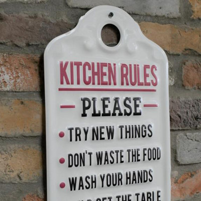 Metal Quote Wall Sign - Kitchen Rules