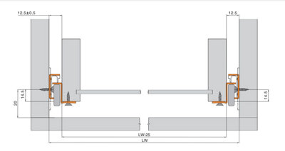 Metal roller bottom fix drawer runners - white, 500mm