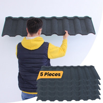 Metal Roof Shingles - Pack of 5 Pcs Covers 2.37m², Galvanized Zinc ...