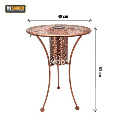 Metal Round Filigree Silhouette Garden Patio Bistro Table With Solar ...
