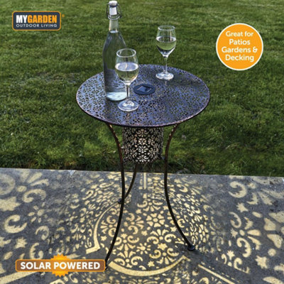 Buy Metal Round Filigree Silhouette Garden Patio Bistro Table With ...