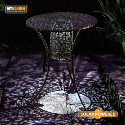 Buy Metal Round Filigree Silhouette Garden Patio Bistro Table With ...