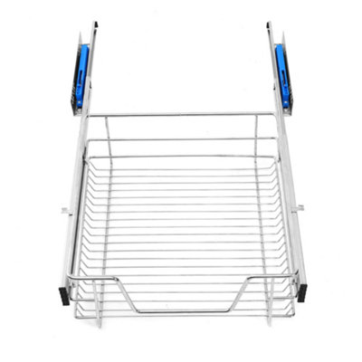 Metal Sliding Kitchen Cabinet Pull Out Wire Basket Cupboard Drawer ...