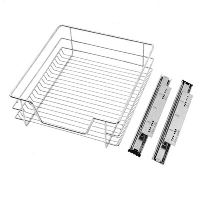 Metal Sliding Kitchen Cabinet Pull Out Wire Basket Cupboard Drawer ...