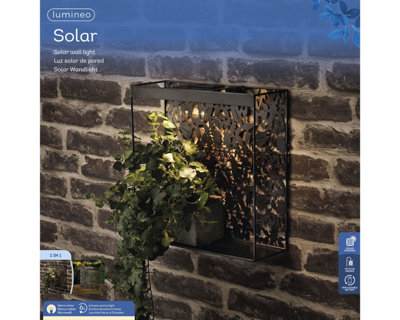 Metal Solar Wall Art Light Bird Design Cube Garden Light Warm White LED ...