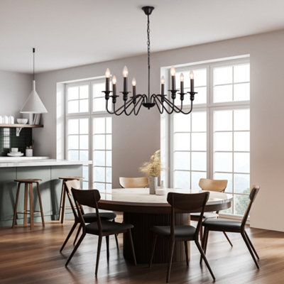 Metal Vintage Style 8-Light Candle Pendant Light 74cm Dia x 186cm H