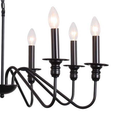 Metal Vintage Style 8-Light Candle Pendant Light 74cm Dia x 186cm H
