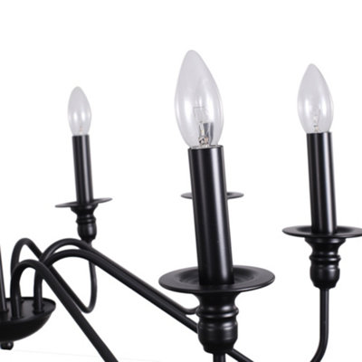 Metal Vintage Style 8-Light Candle Pendant Light 74cm Dia x 186cm H