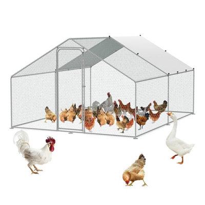 Metal Walk-in Chicken Coop Run with PE Tarpaulin