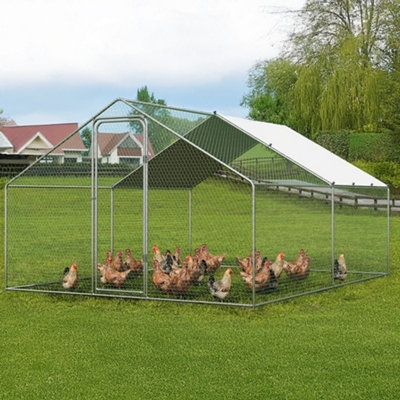 Metal Walk-in Chicken Coop Run with PE Tarpaulin