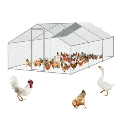 Metal Walk-in Chicken Coop Run with PE Tarpaulin