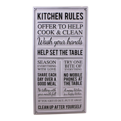 Metal, Wall Hanging Kitchen Rules Plaque, 60x30cm | DIY at B&Q
