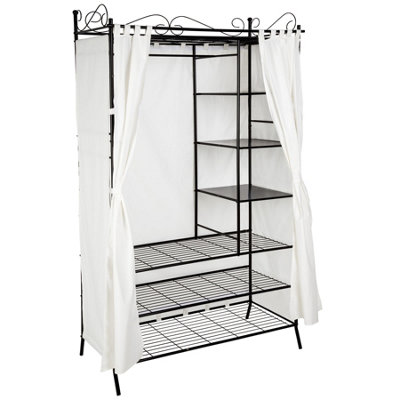 Metal wardrobe with curtains - black | DIY at B&Q