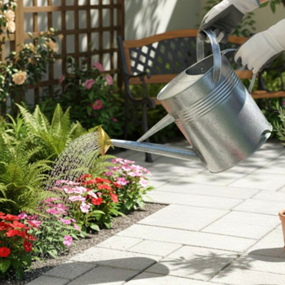 Metal Watering Can with Brass Rose 2 Gallon Steel Watering Can
