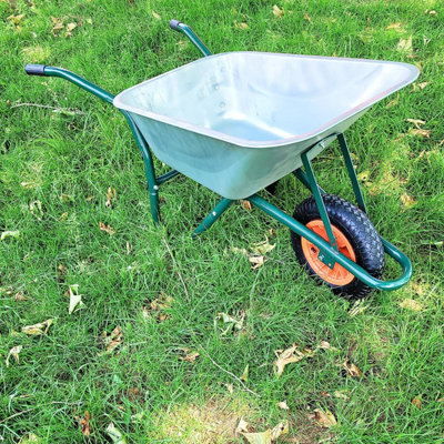 Metal Wheelbarrow - Galvanised with Pneumatic Tyre Professional Garden ...