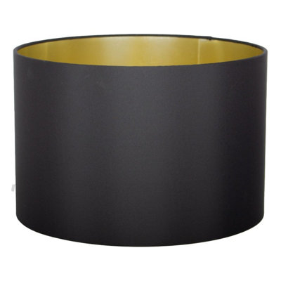 Metallic 40Cm Black Silk Light Shade With Gold Card Lining