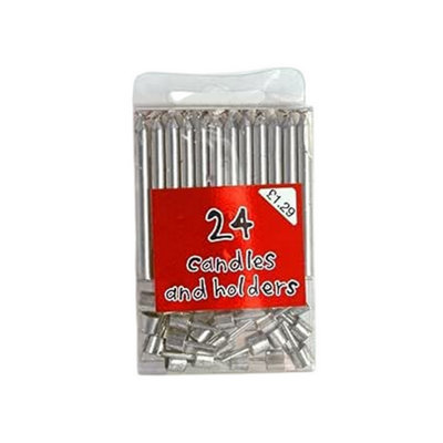 Metallic Candles (Pack of 24) Silver (One Size)