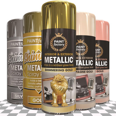 Metallic Shimmering Gold Paint 400ml Brilliant Gloss Finish for Metal ...