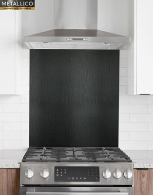 Metallico Aluminium Kitchen Splashback Brushed Black (W) 600mm x (L ...
