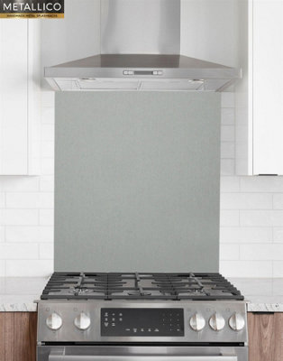 Metallico Aluminium Kitchen Splashback Brushed Chrome (W) 600mm x (L ...