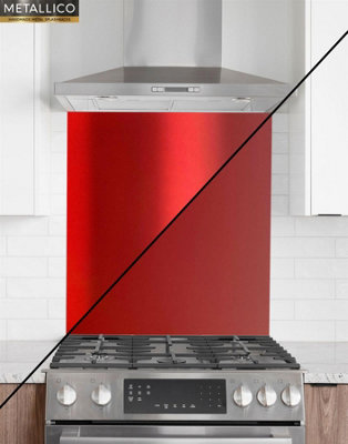 Metallico Aluminium Kitchen Splashback Gloss/Matt Burgundy Red (W ...