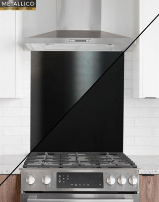 Metallico Aluminium Kitchen Splashback Gloss/Matt Jet Black (W) 900mm x ...