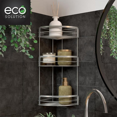 Metaltex Luxury Origin 3-Tier Corner Shelf Bathroom Storage Rack - Silver