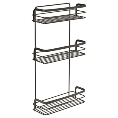 Metaltex Origin Lava 3-Tier Rectangular Shelf Bathroom Storage Rack - Black