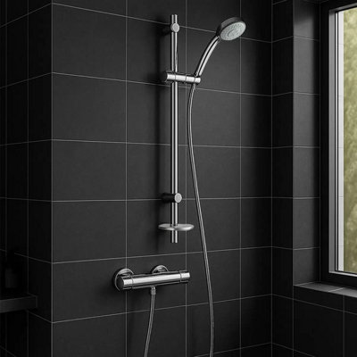 Methven Deva Garton Cool Touch Thermostatic Bar Shower Kit 3-Function Head, Rail, 38 C Stop ...